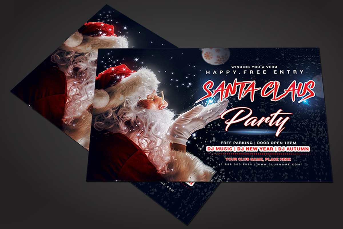 Santa Party Flyer Template, a Flyer Template by AfzaalGraphics