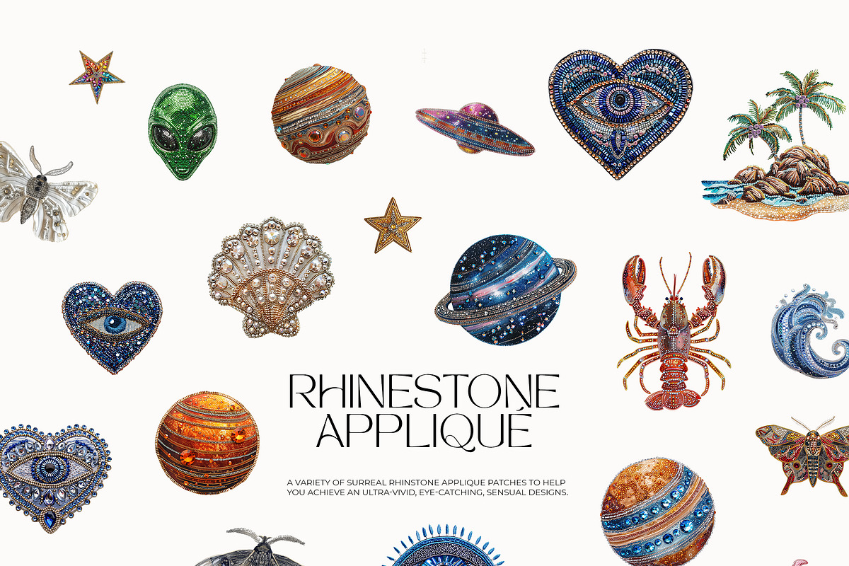 Rhinestone Appliqué Collage Patches