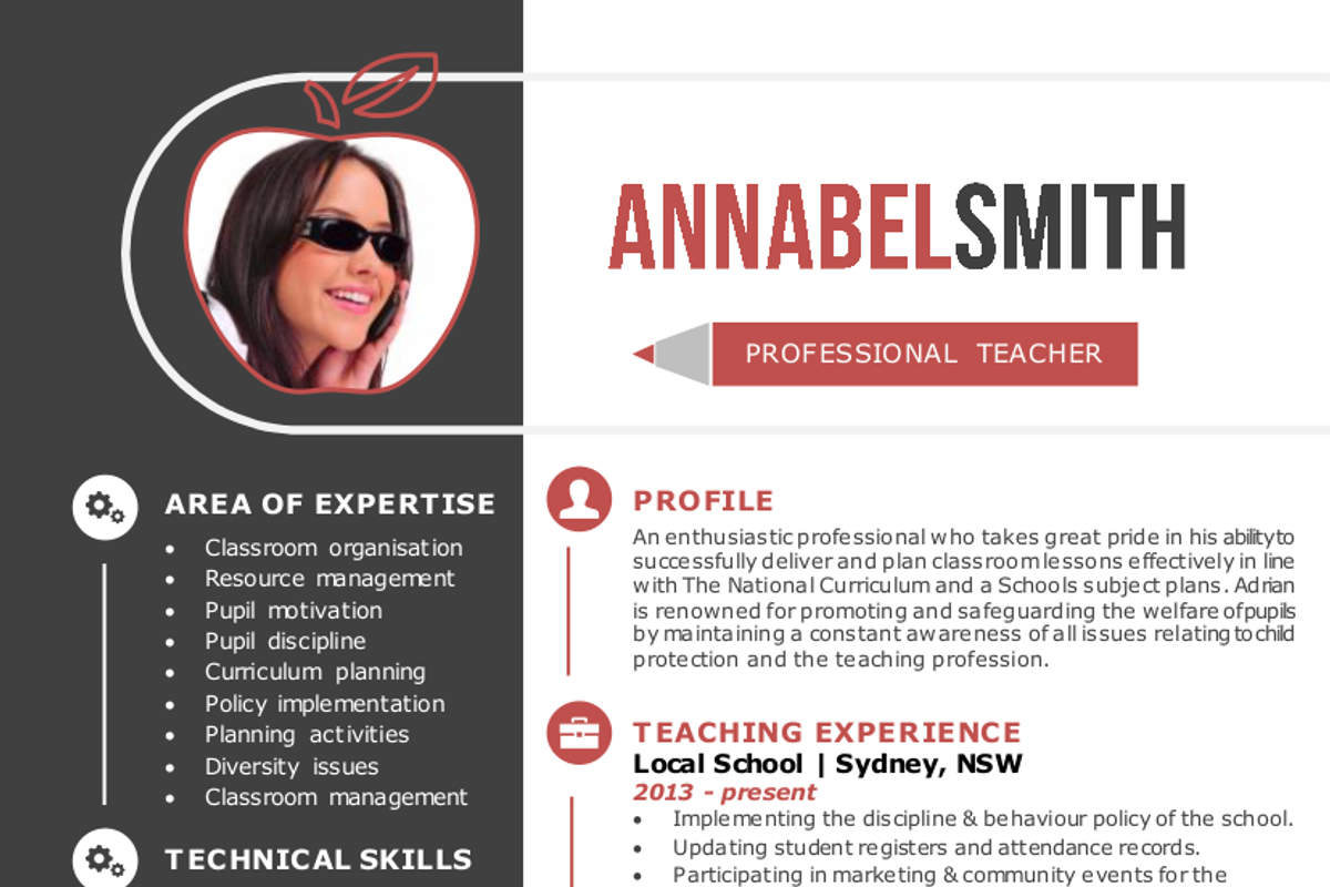 2 in 1 modern teacher Word resume, a Resume Template by Inkpower