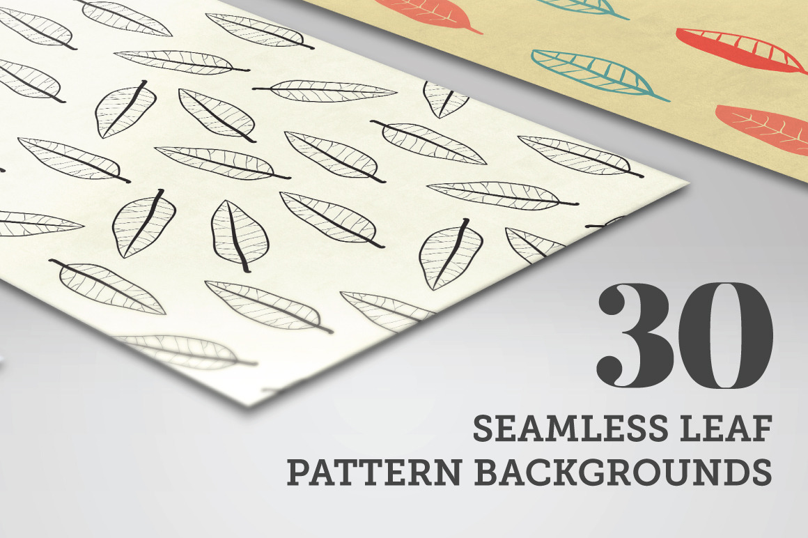 30 Seamless Leaf Patterns, a Background Graphic by Viastock