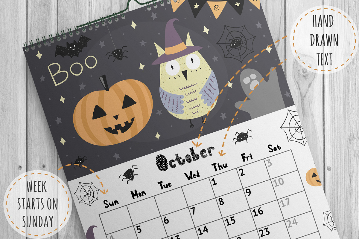 2020 Forest Calendar Template, a Stationery Template by Gulnara Sabirova