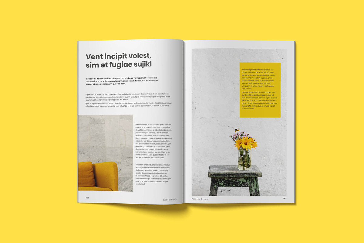 Multipurpose Yellow Portfolio Layout | Creative Market