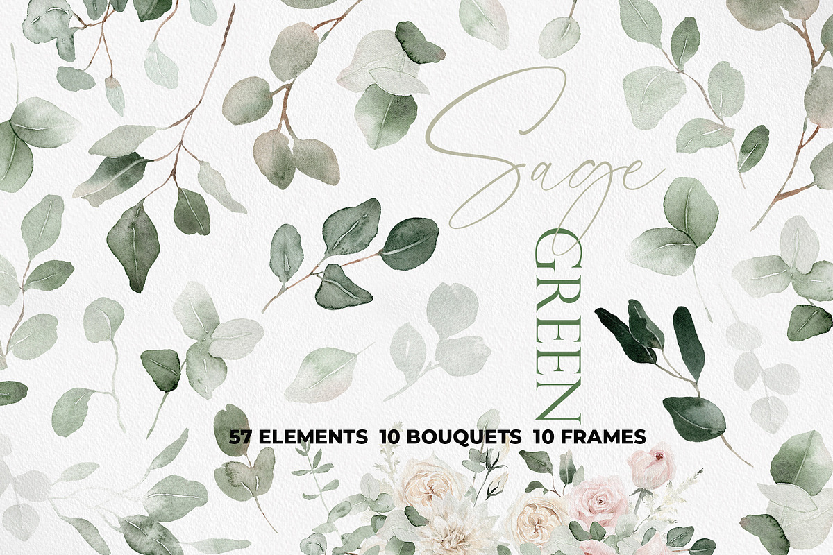 Watercolor Flower - Sage Green, a Decorative Illustration by Beigetime