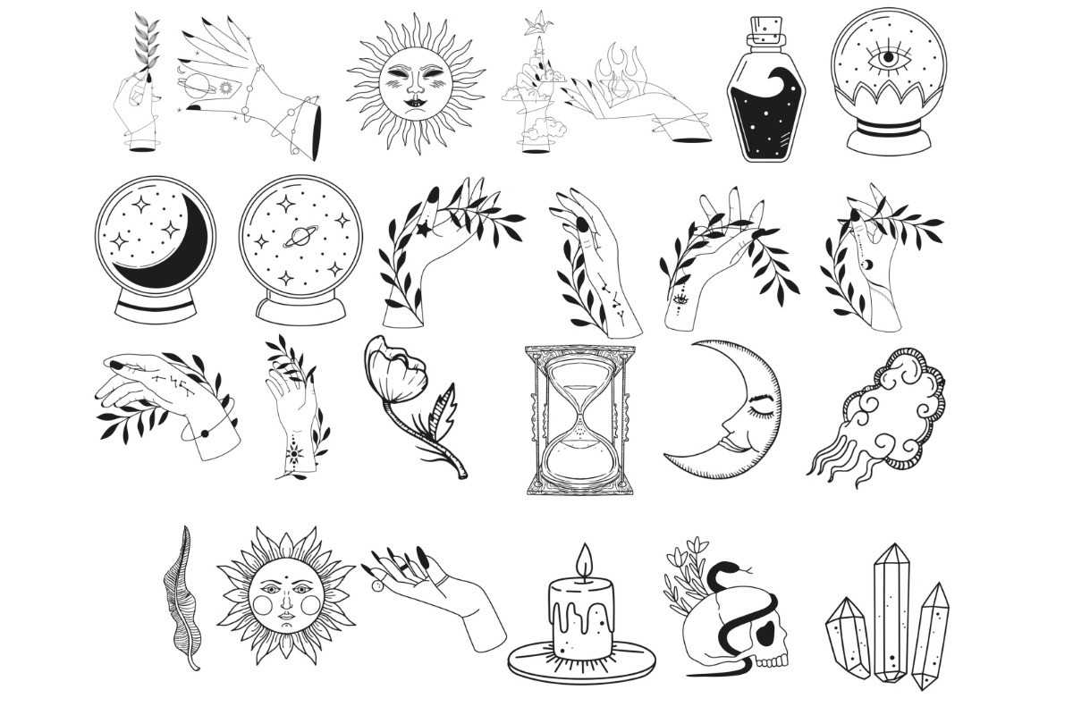 Tattoos Set 7 Procreate Brush Stamps, a Brush Add-On by Disasterology Ink