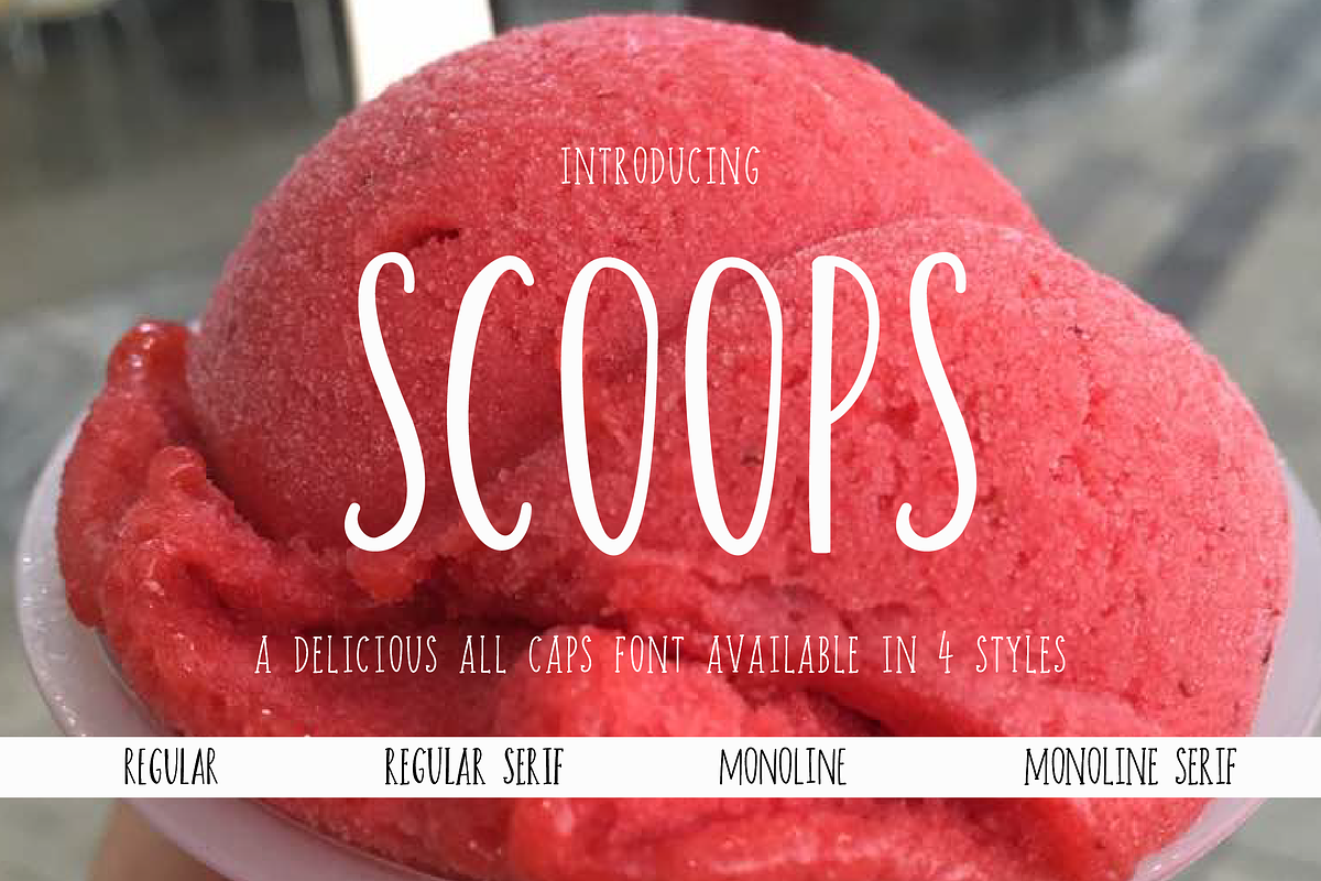 Scoops Font, a Sans Serif Font by theinkaffair