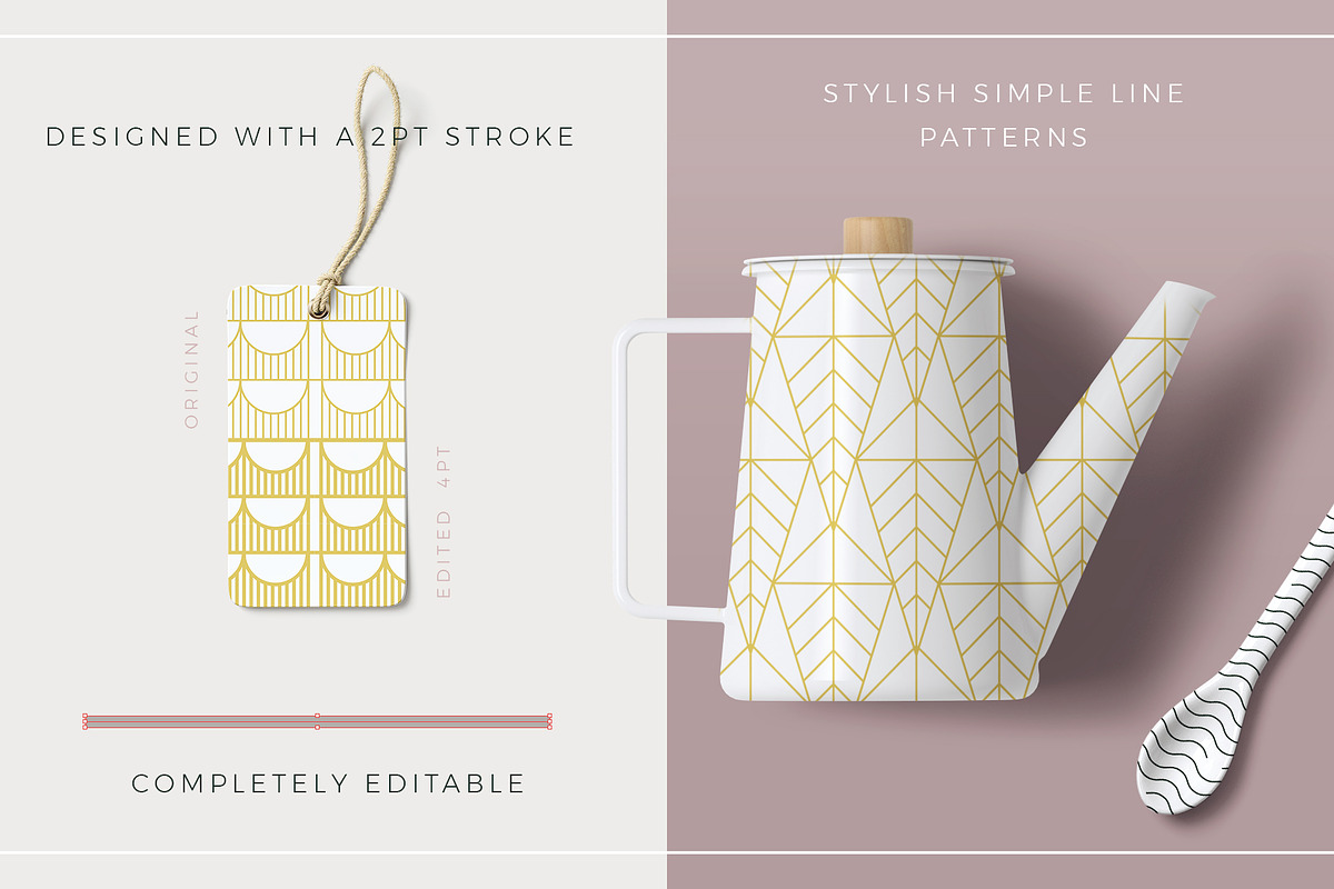 Simple Mono Line Patterns, a Pattern Graphic by Youandigraphics