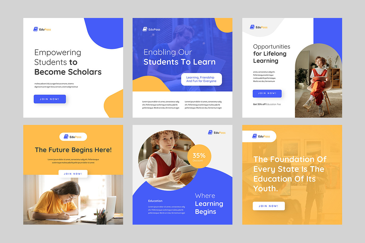 Education Instagram Kit Powerpoint, a Social Media Template by rgbryand