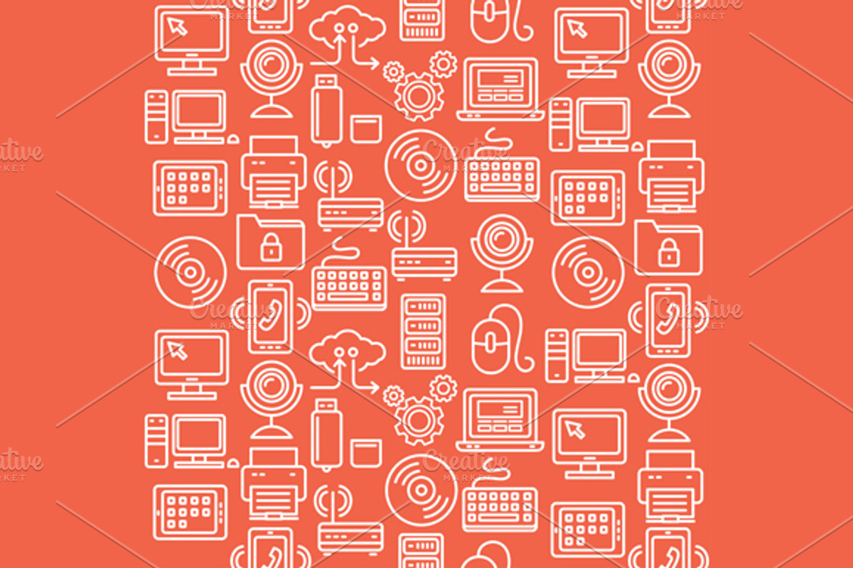 Computer Technology Seamless Pattern, a Pattern Graphic by Vector and ...