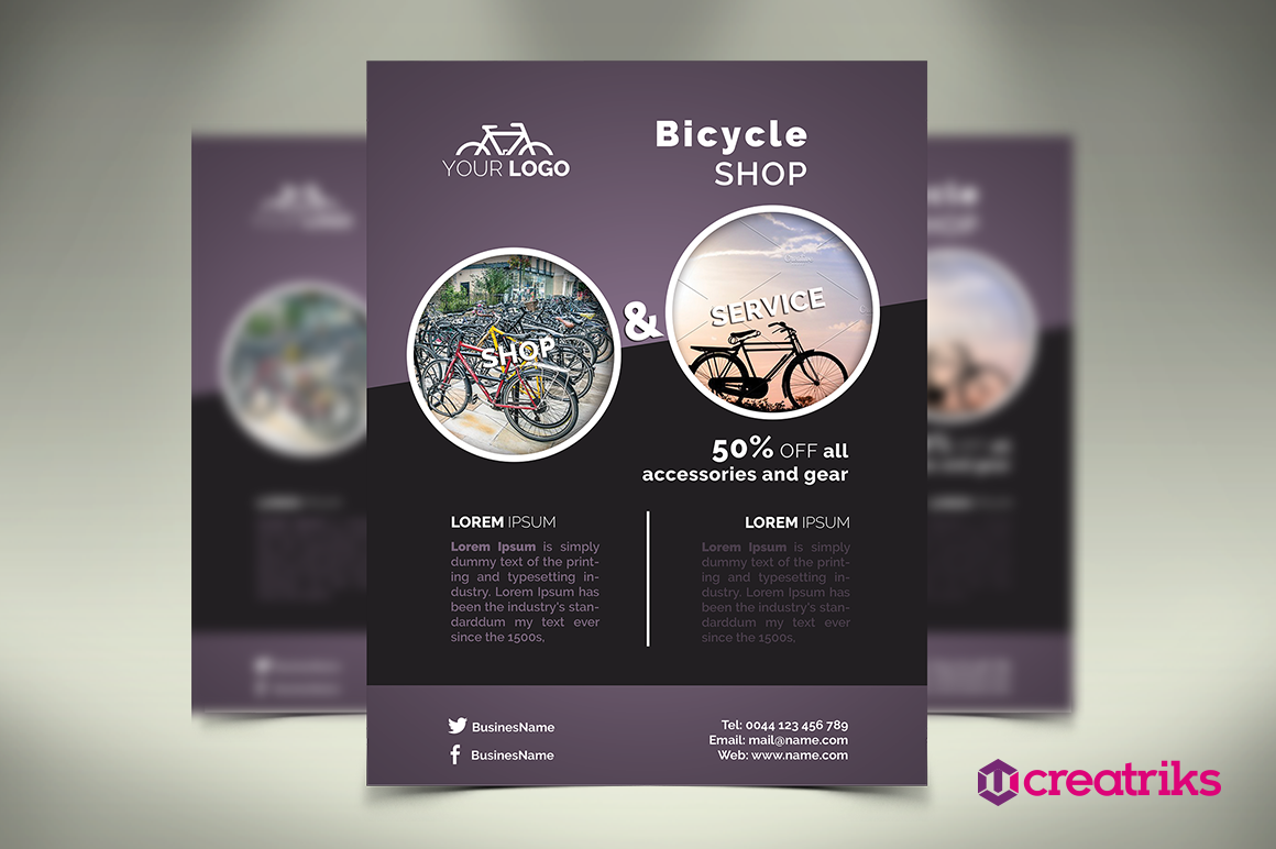 Bicycle Shop Flyer, a Flyer Template by Creatricks | Creative Market