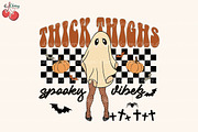 Thick Thighs Spooky Vibes Boo PNG