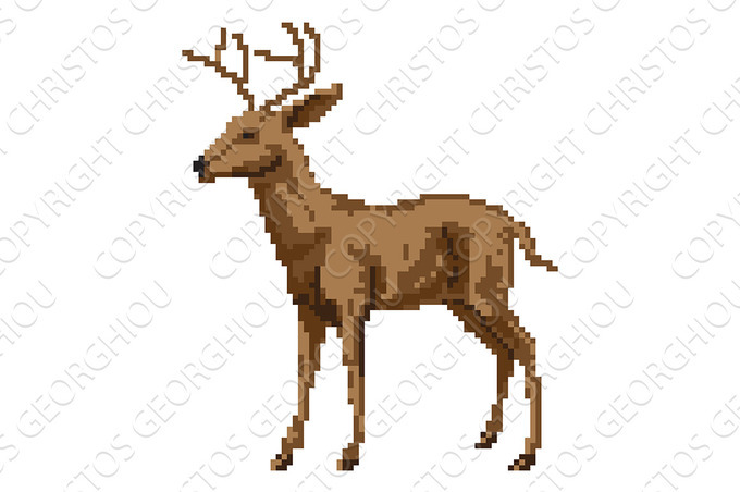 Pixel art deer illustration, an Animal Illustration by Christos Georghiou