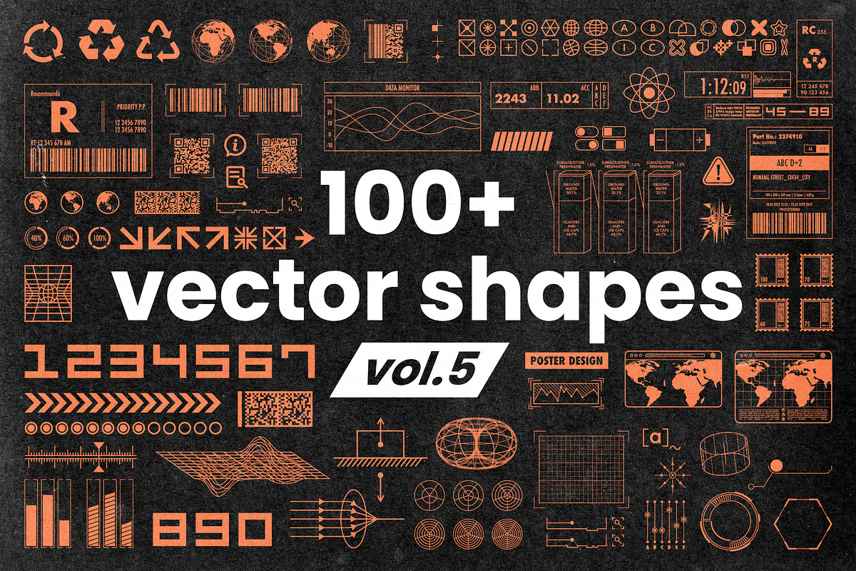 100+ Futuristic Vector Shapes Vol. 5