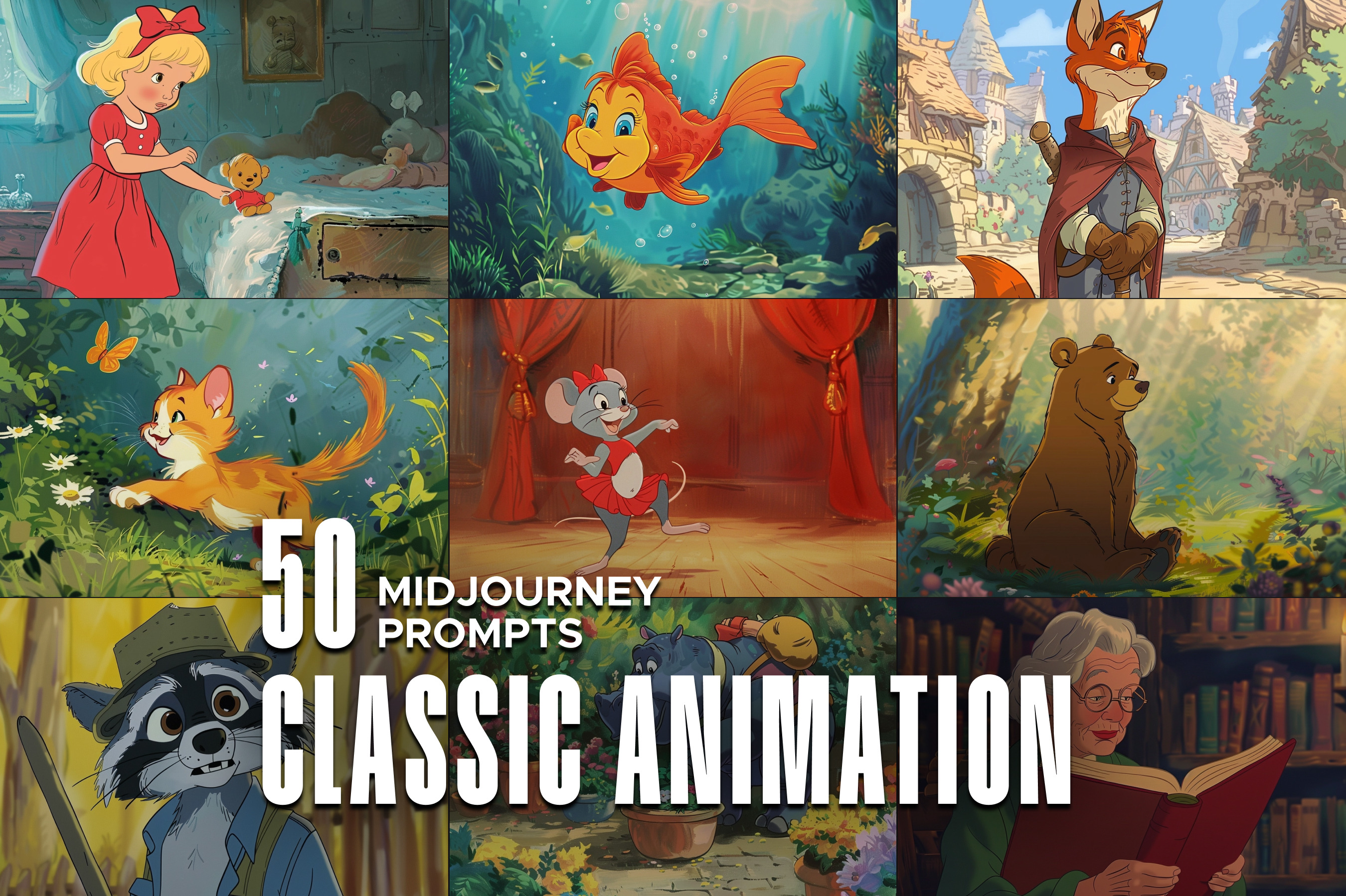 50 Classic Animation Prompts, an Object Graphic by MadeByAI Studio