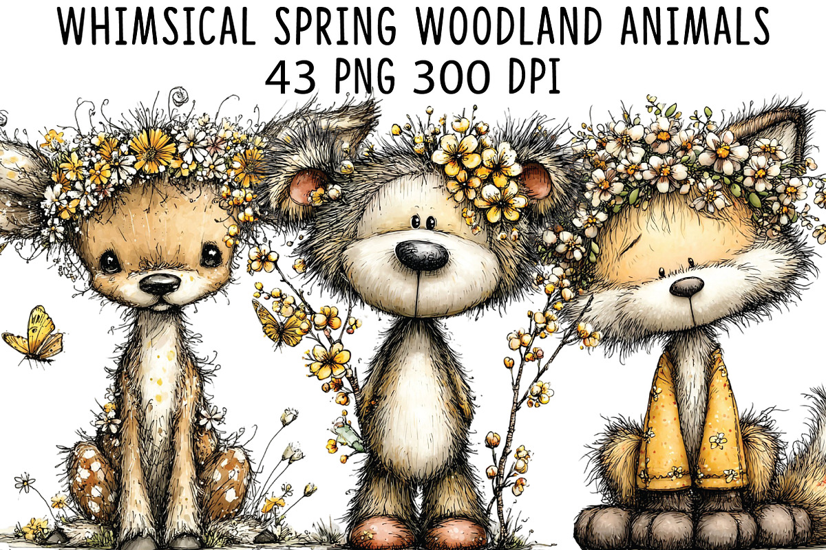 Spring Woodland Animals Clipart, an Illustration by CraftArtStudio