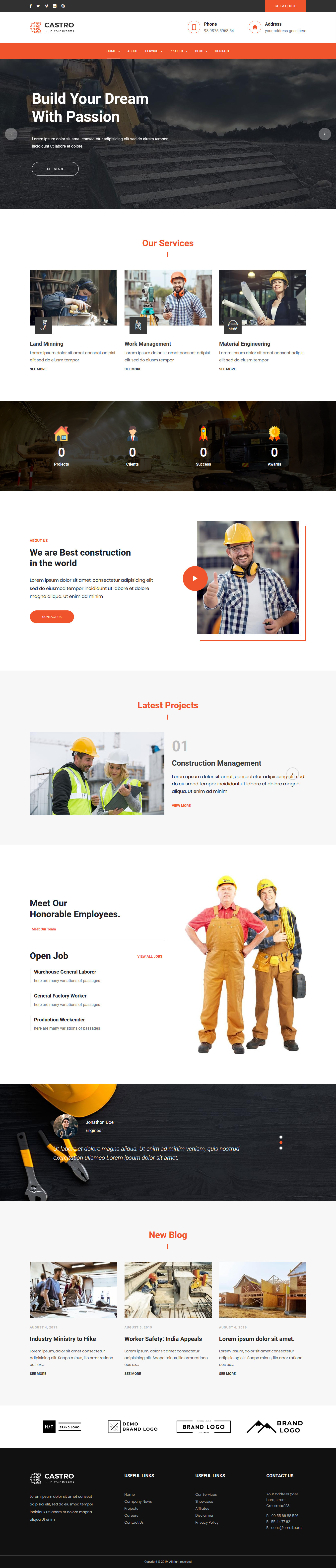 React Construction Template – Castro, a Bootstrap Template by HasThemes ...