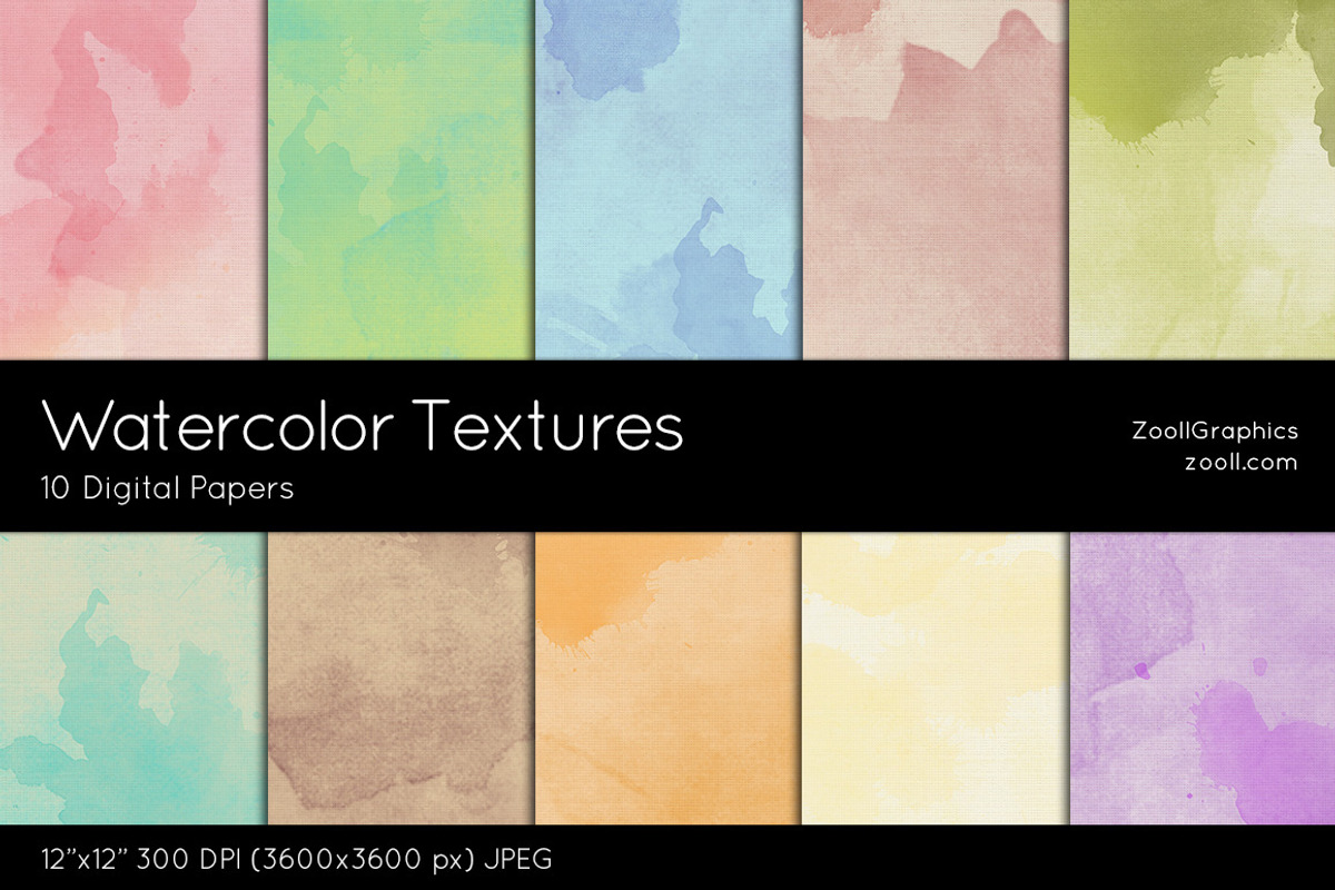 Watercolor Digital Papers, a Texture Graphic by ZoollGraphics