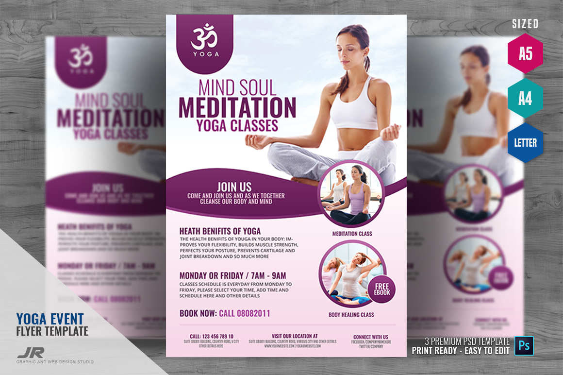 Yoga and Meditation Flyer, a Flyer Template by PSDPixel | Creative Market