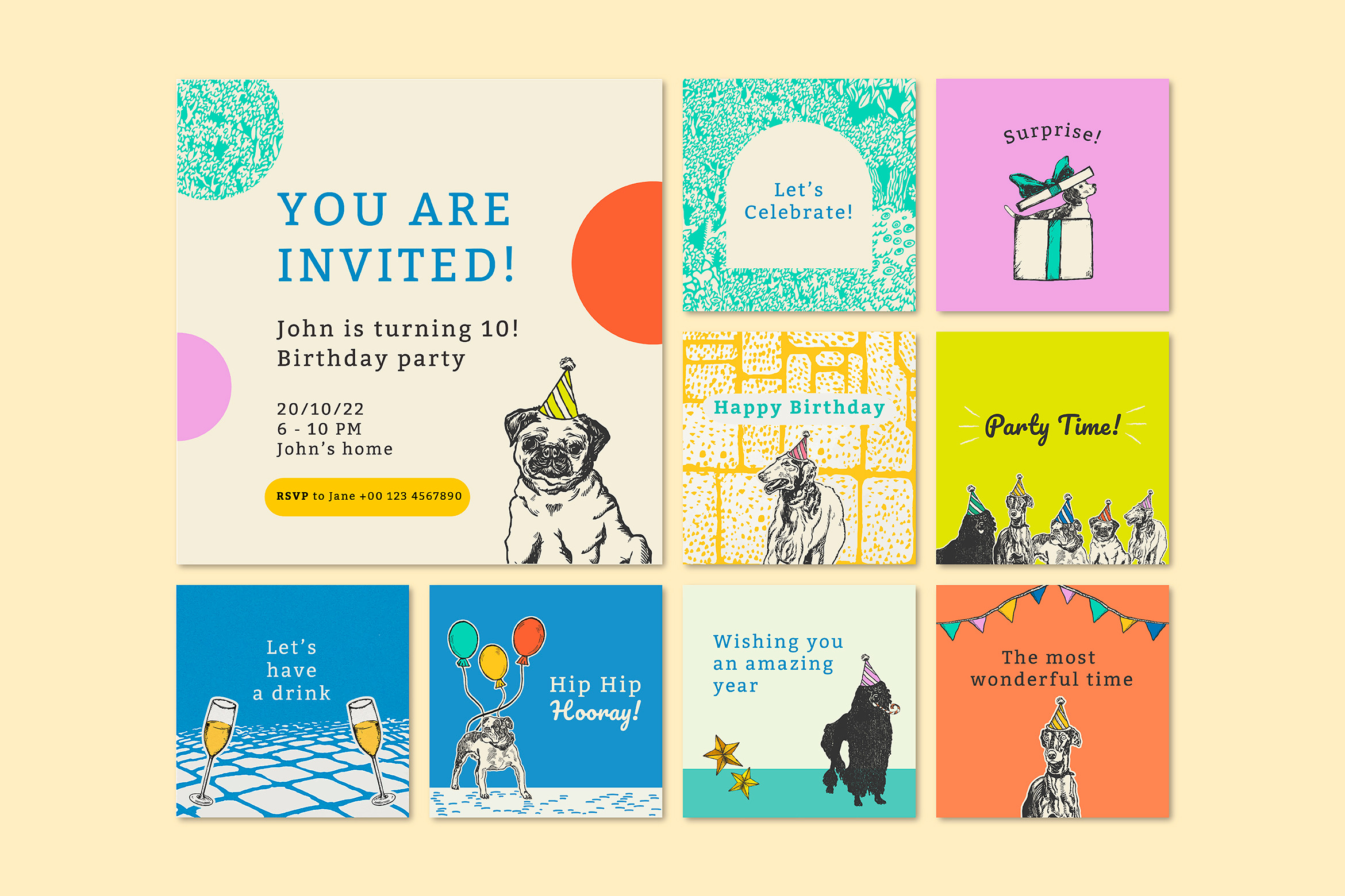 Editable party banner template set, a Social Media Template by rawpixel