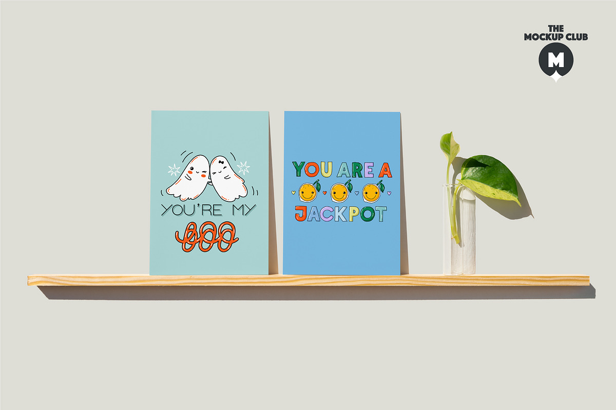GREETING CARDS ON SHELVES MOCKUPS