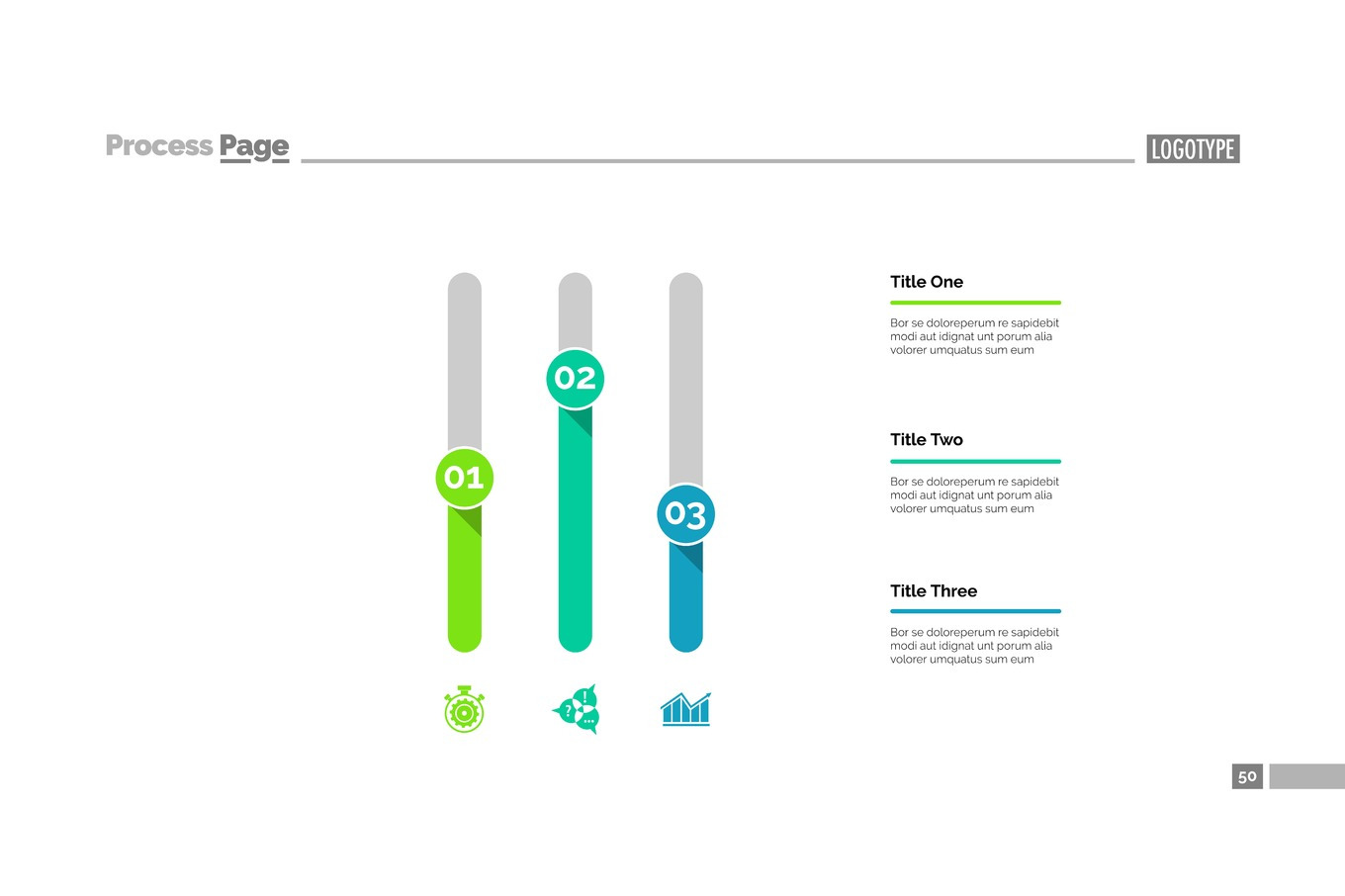 Three Columns Chart Slide Template, a Texture Graphic by SurfsUpVector