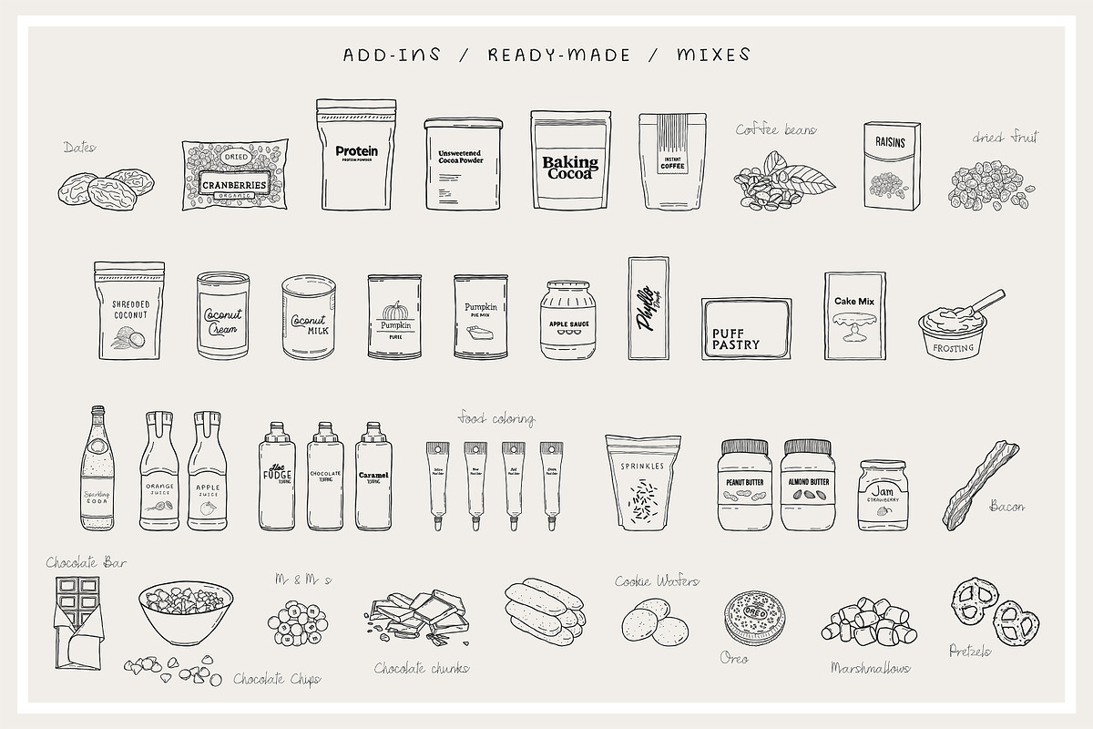 Baking Ingredients Recipe Creator, a Food Illustration by ILLONA GRAPHICS