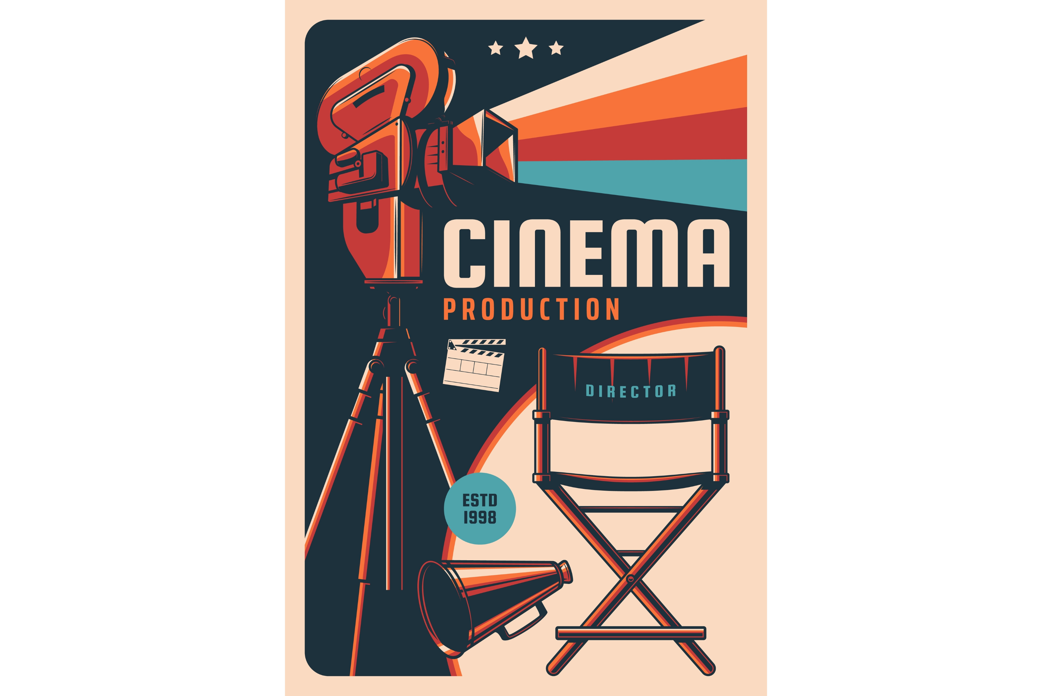 Cinema production retro poster, an Illustration by Vector Tradition ...