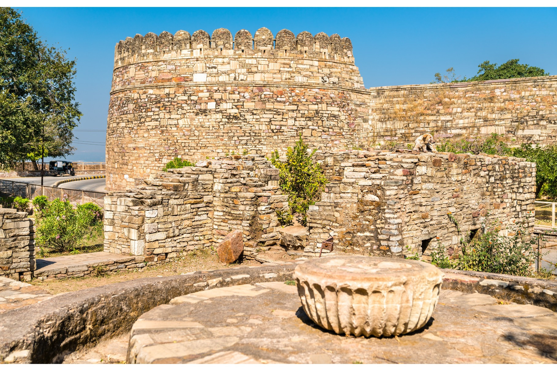 Fortifications of chittor fort in chittorgarh city of india stock photo ...