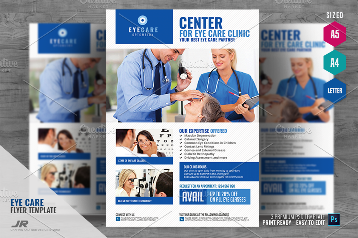 Optometrist Eye Care Service Flyer, a Flyer Template by PSDPixel