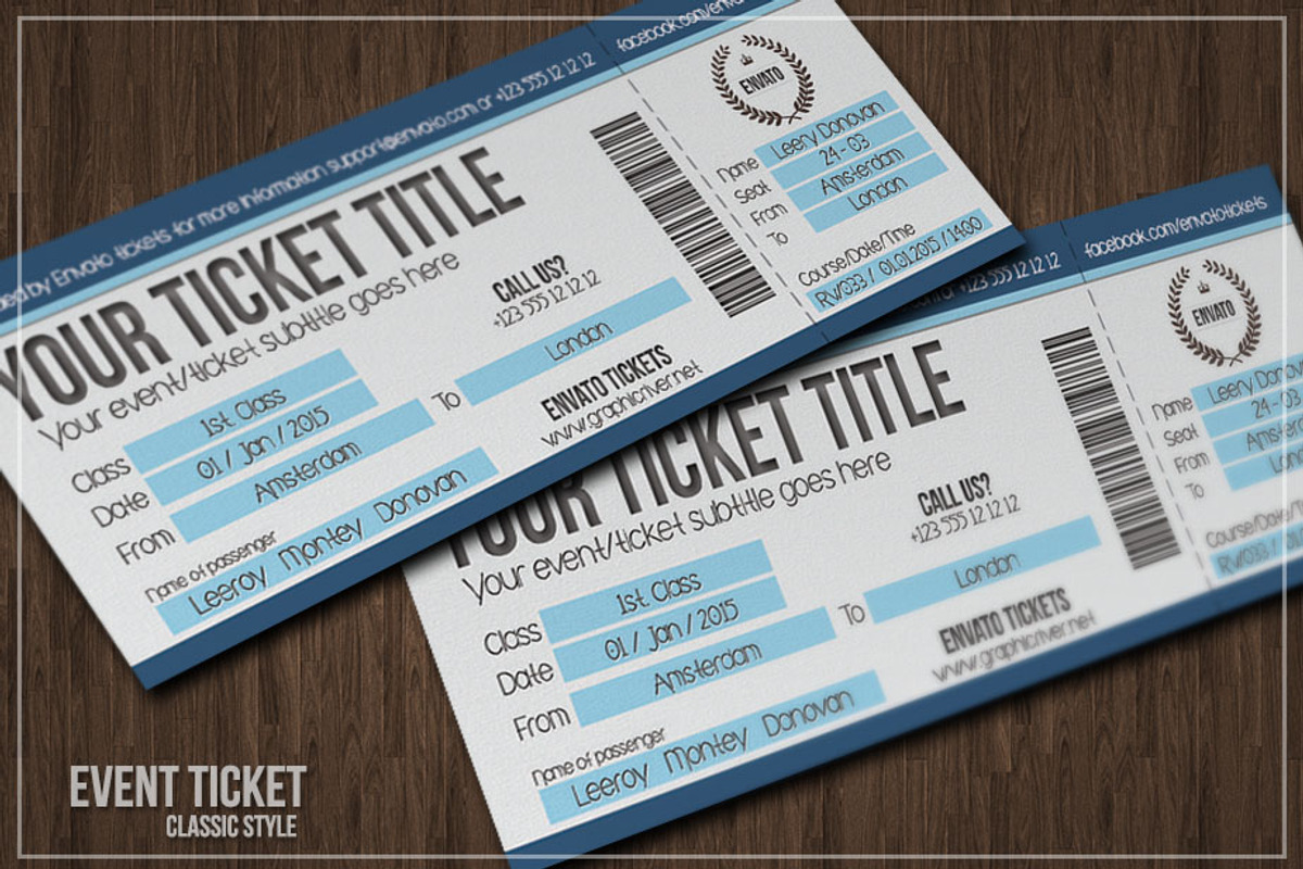 Multipurpose simple event tickets, a Card Template by Tzochko