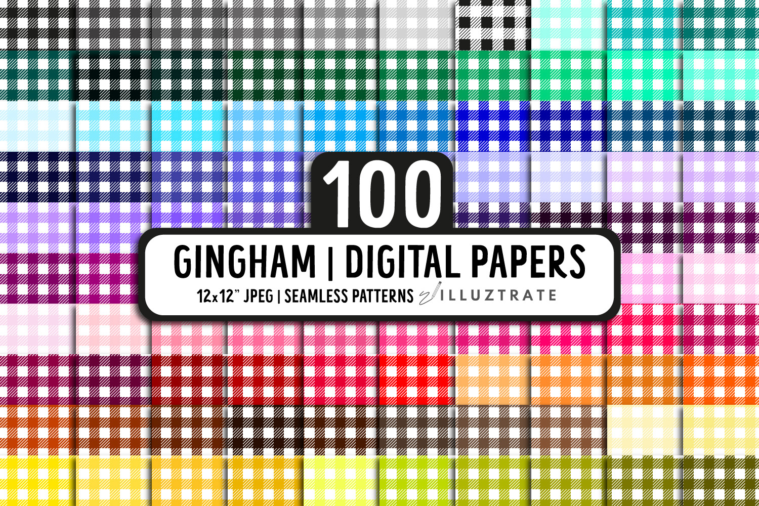 Gingham Digital Paper | Rainbow, a Pattern Graphic by illuztrate