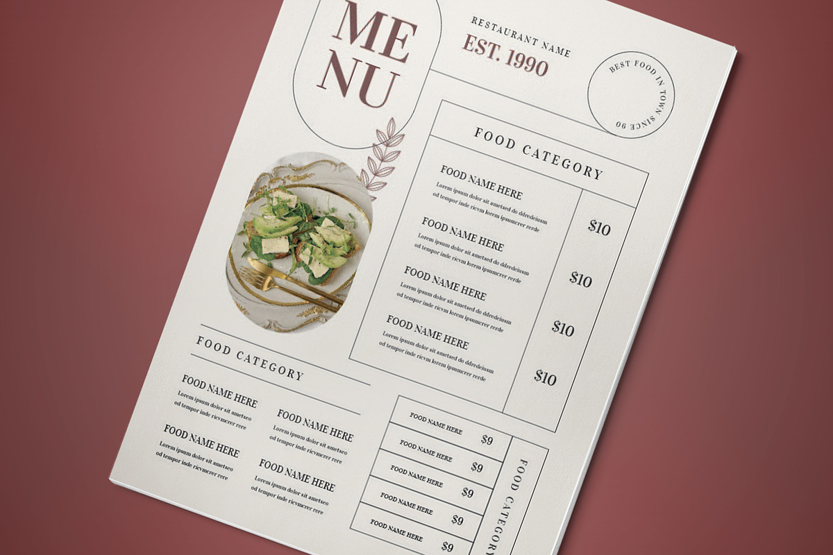 Minimalist Food Menu, a Flyer Template by graphicook