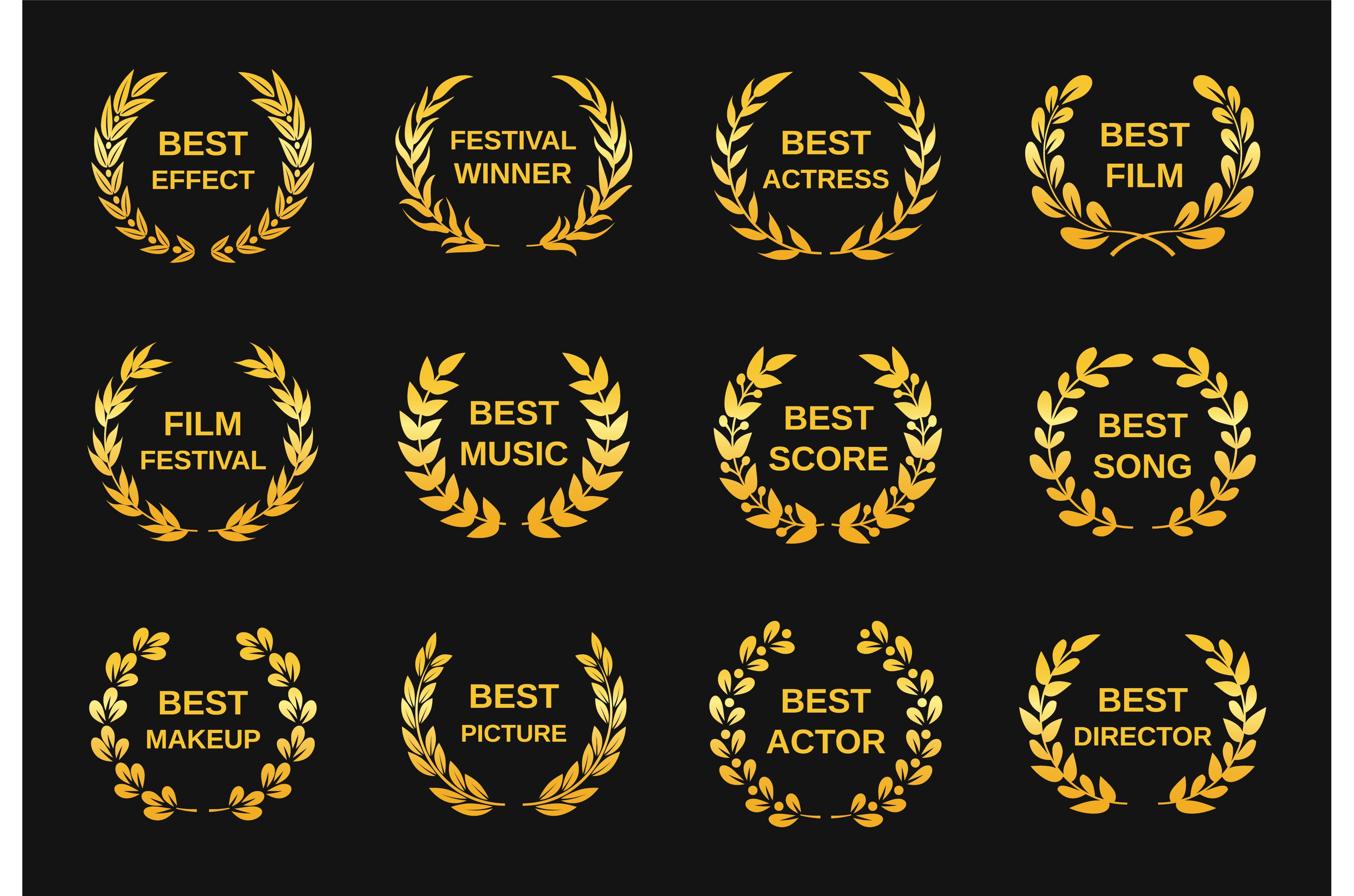 Movie award. Golden film awards, an Illustration by Frogella