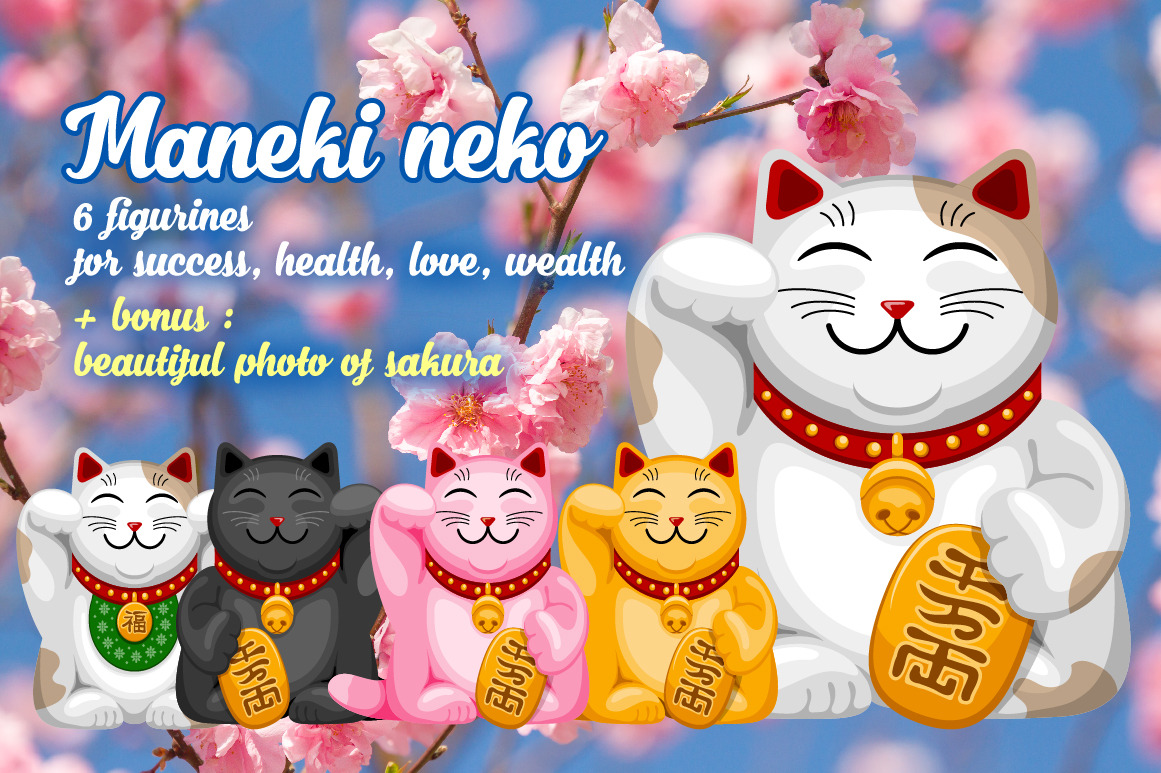 Maneki Neko set, an Animal Illustration by Vector beauty