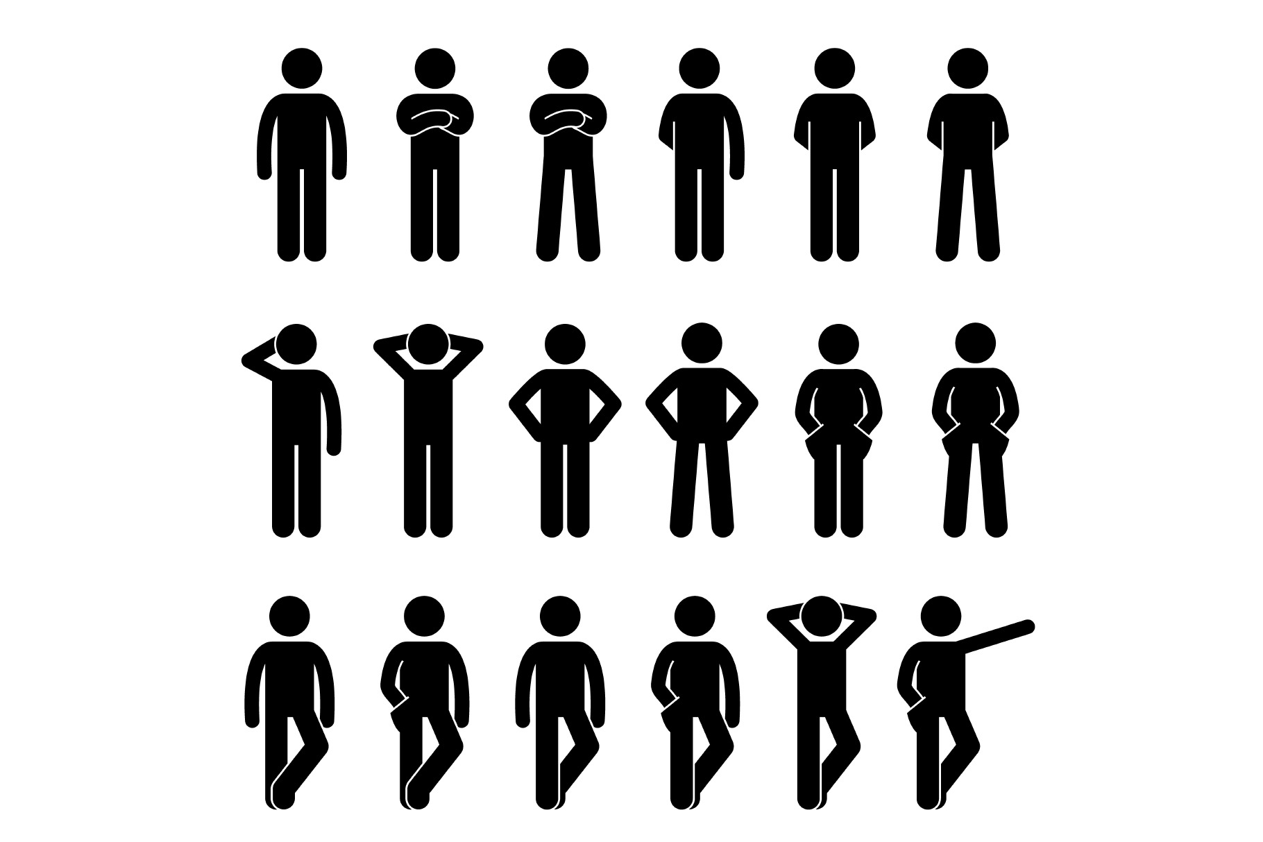 Standing Body Language Stick Figures, an Icon by Leremy Stick Figures