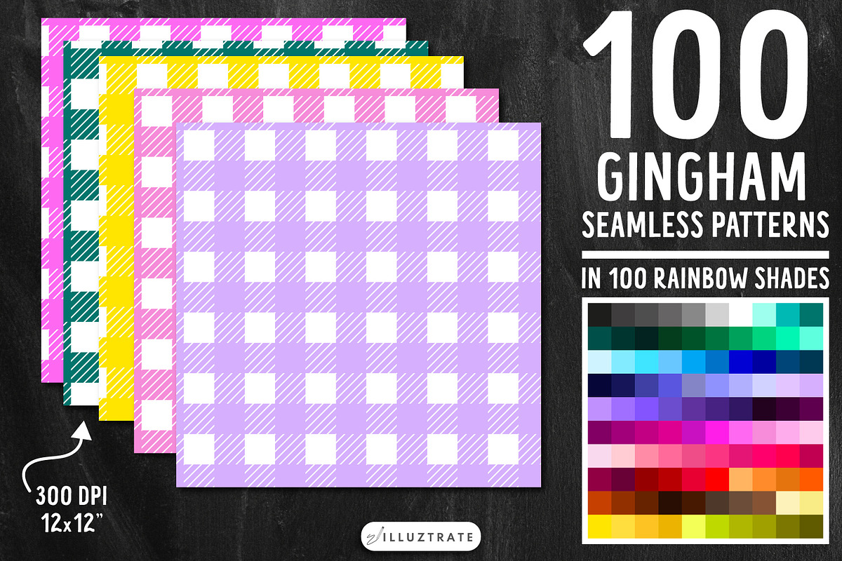 Gingham Digital Paper | Rainbow, a Pattern Graphic by illuztrate