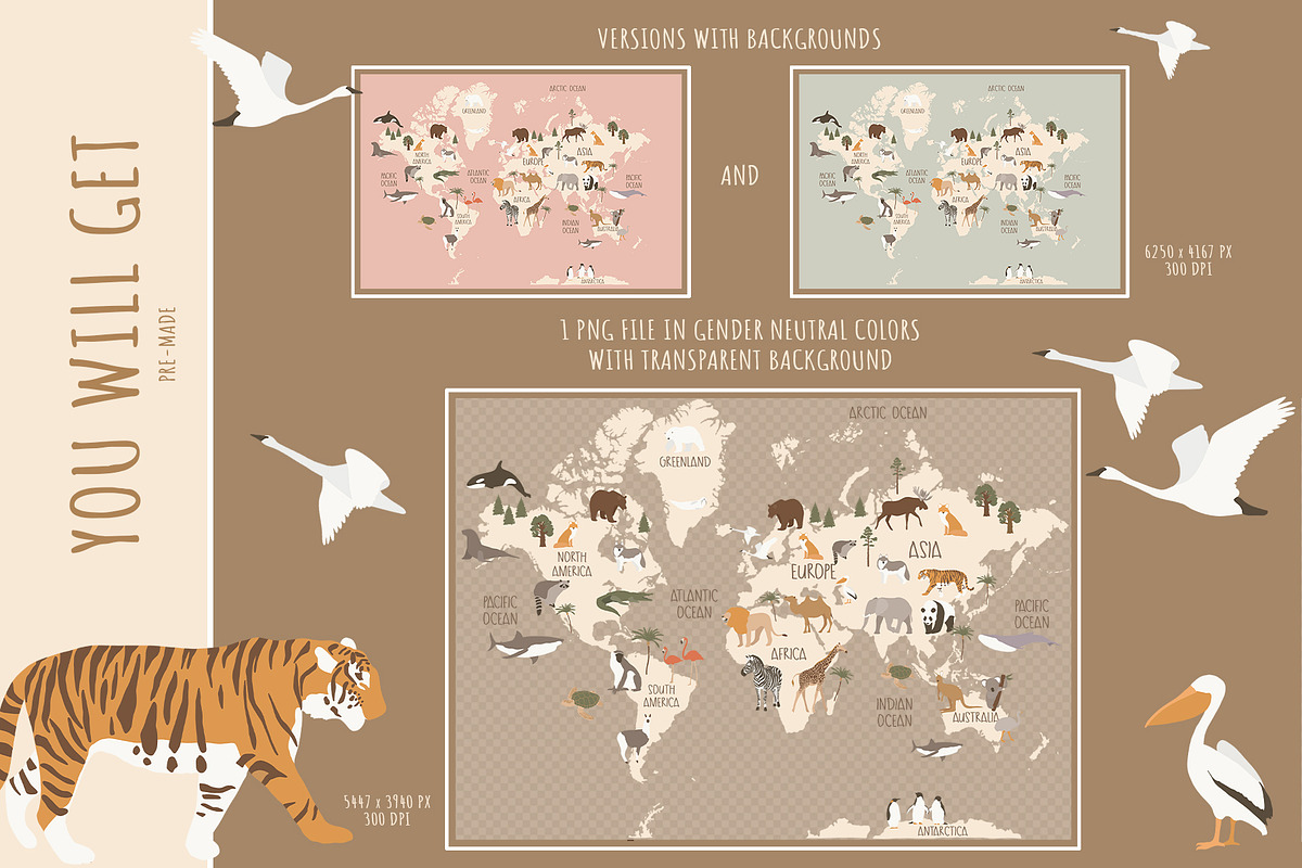 Animal World Map Creator, an Education Illustration by Purple