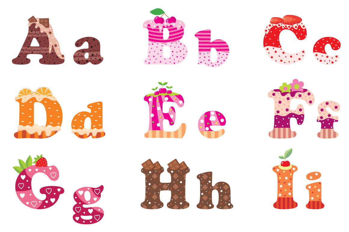 Sweet letters of the alphabet, a Food Illustration by Gurza SHOP ...