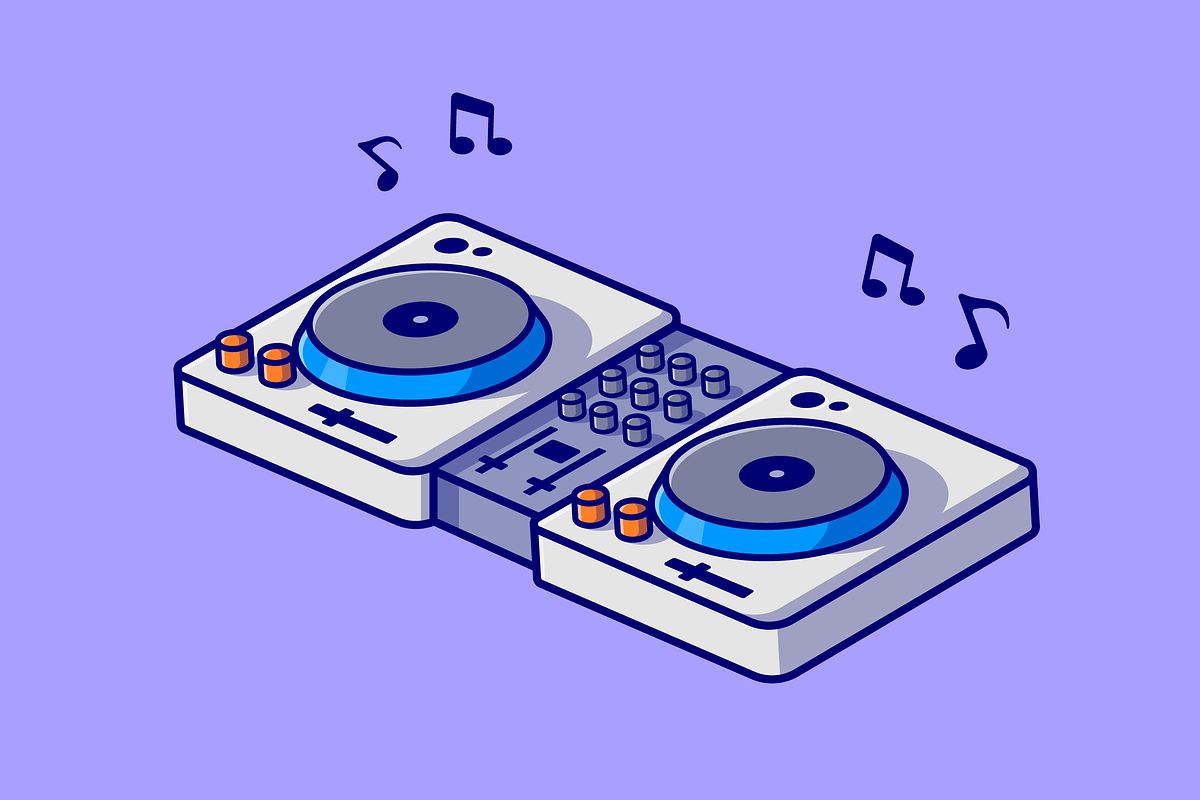 Turntable With Vinyl Cartoon, a Technology Illustration by Catalyst ...