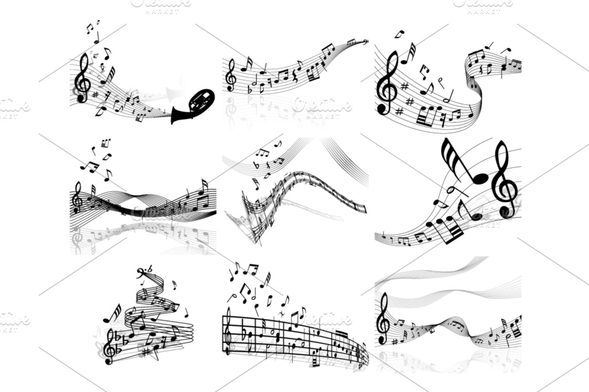 Musical Designs Sets, an Illustration by Pavel Vectors | Creative Market