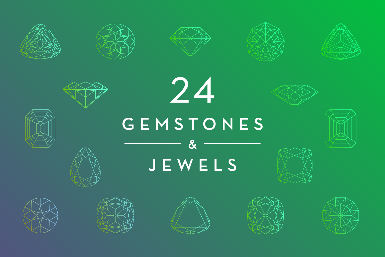 Gemstone and Jewel Wireframes, a Decorative Illustration by digiful
