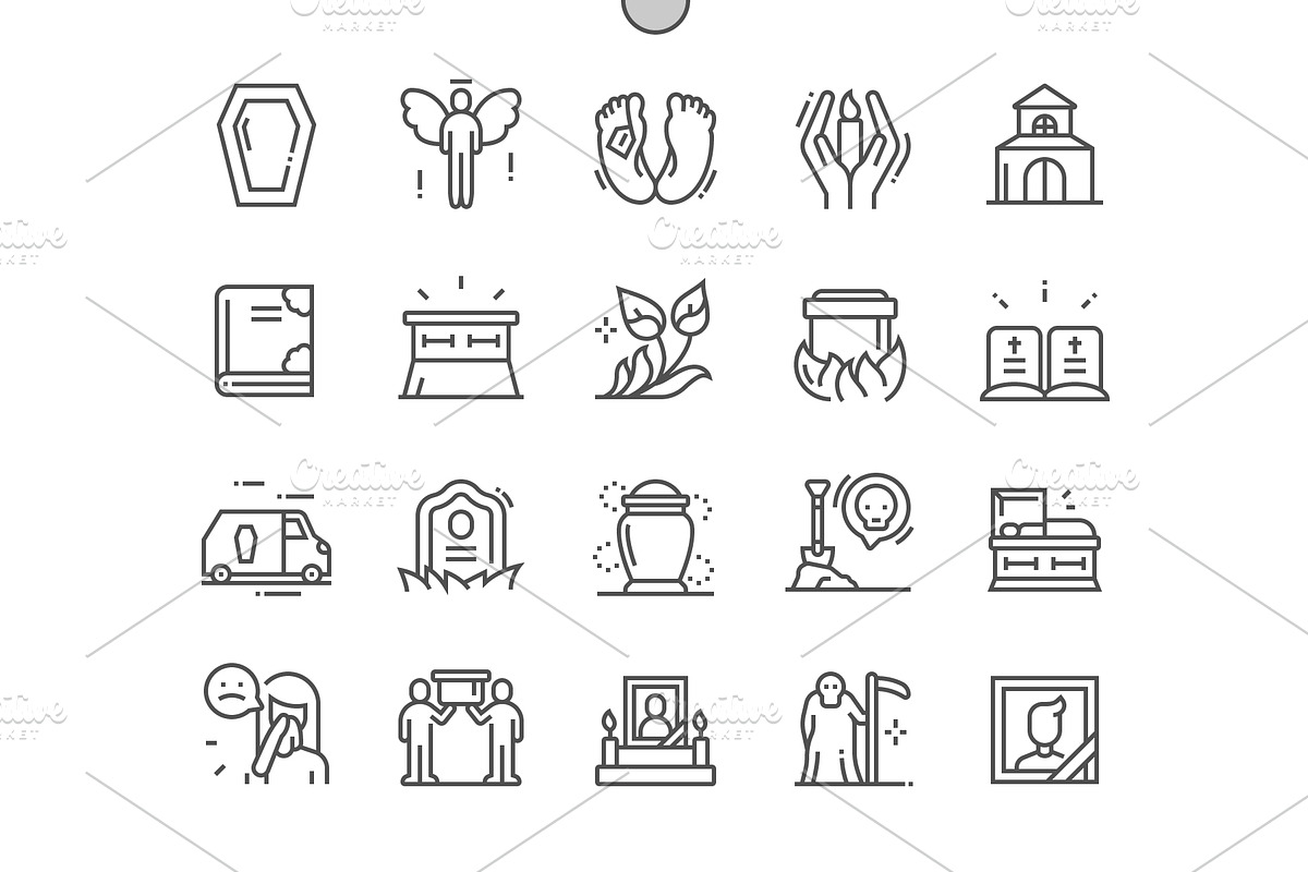 Funeral Line Icons, an Outline Icon by Palau