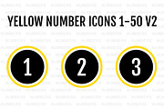 Yellow Number Icons 1-50 v2, an Icon by Designs By Alfredo