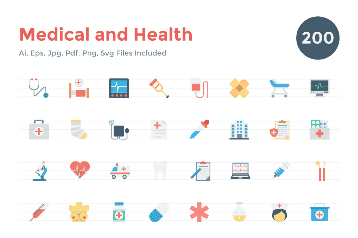 200 Flat Medical and Health Icons, a Duotone Icon by Creative Stall