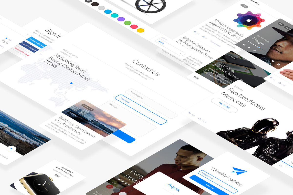 Aqua UI Kit, an UI Kit Template by 39Production | Creative Market