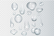 Realistic shining water drops vector, an Illustration by Yayasya