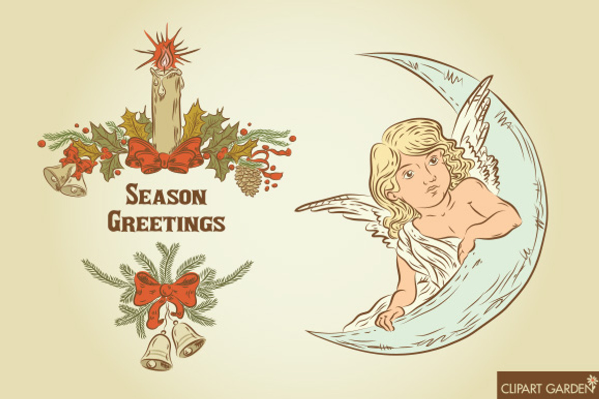 Vintage style CHRISTMAS clip art, an Illustration by CLIPART GARDEN