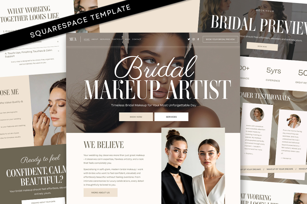 Bridal Makeup Artist Website, a Squarespace Template by Template Twist Shop