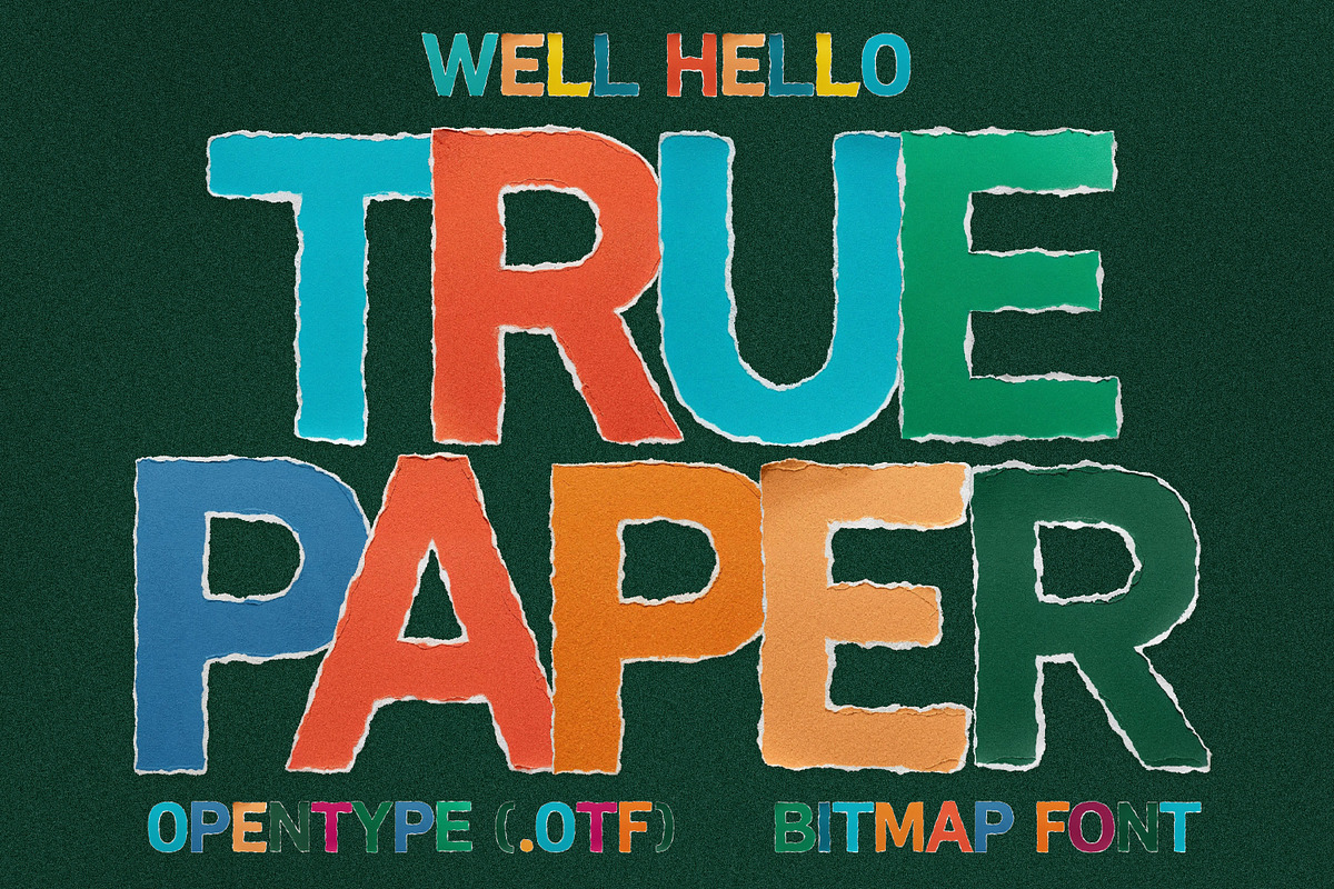 True Paper — Torn Paper Display Font, a Sans Serif Font by AndrewPixelType