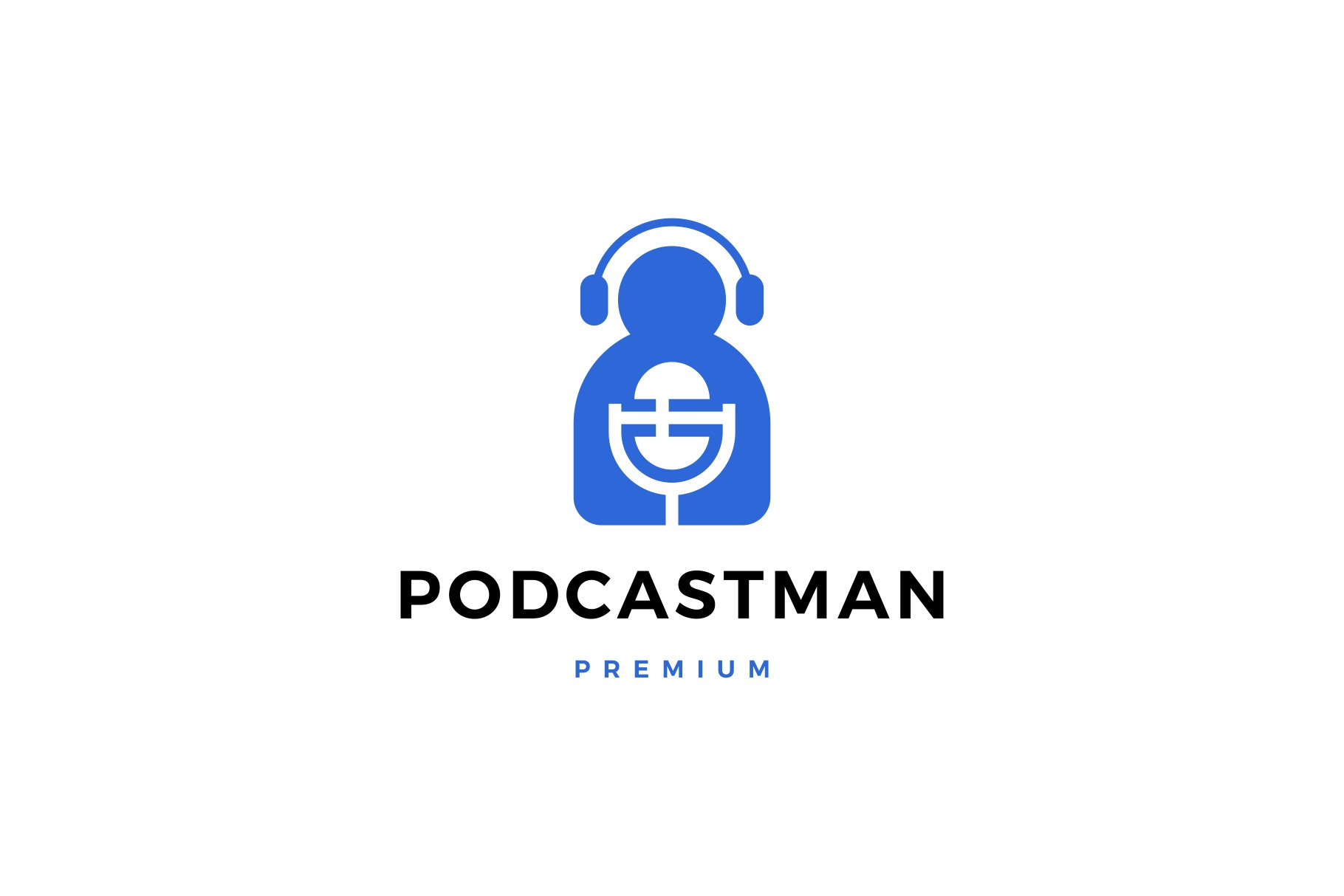 man mic headphone podcast sing logo, a Branding & Logo Template by ...