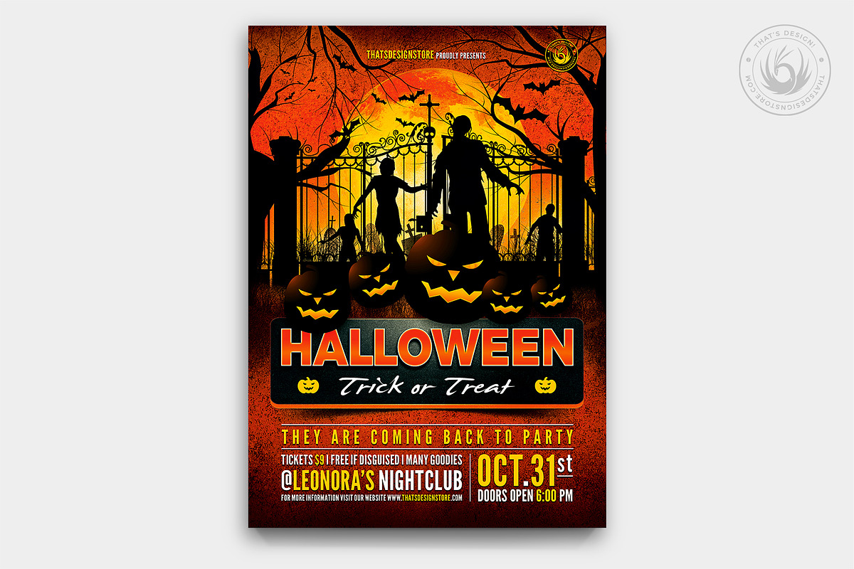 Halloween Flyer Template Design PSD
